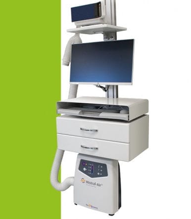 Height-adjustable computer cart - A132VW - Athena Medical - with drawer