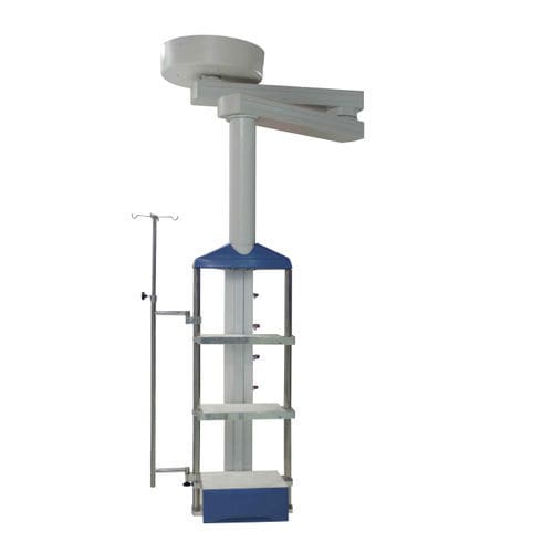 Medical pendant - JG Moriya - ceiling-mounted / articulated / with shelves