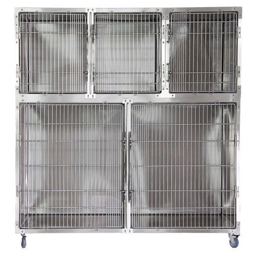 5-compartment veterinary cage - LCV.01.09.311 - Qualiaço - stainless steel