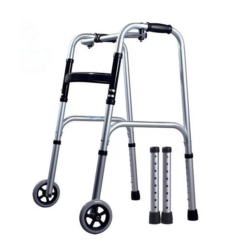 2-wheel walker - HYZMED Medical - steel frame / folding / height-adjustable