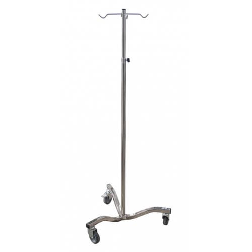 IV stand on casters - EROND - 2-hook / stainless steel