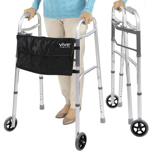 2-wheel walker - MOB1005BLK - Vive Health - aluminium frame / folding / height-adjustable