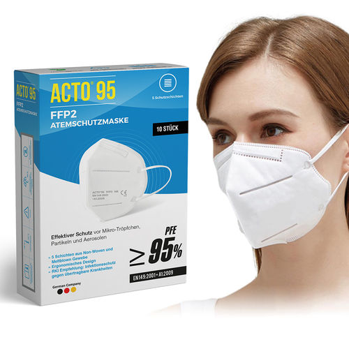 FFP2 respirator mask - 13.6378.10 - Acto - FFP3 / valveless / duckbill