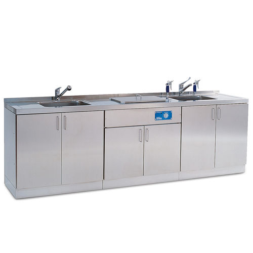 Sluice room workstation - AT-OS - with sink / stainless steel