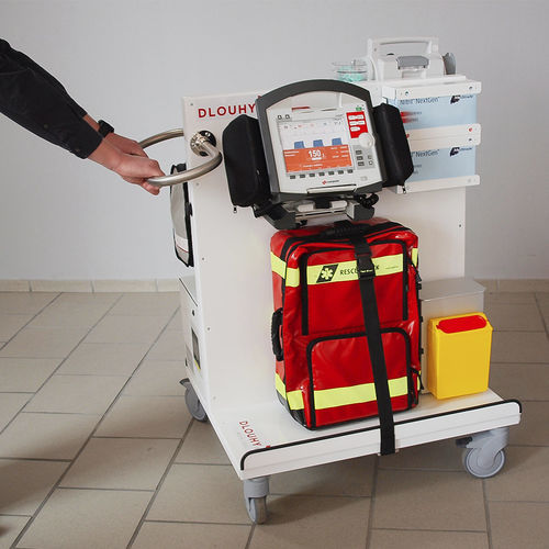 Emergency trolley - Dlouhy - for defibrillator / mobile