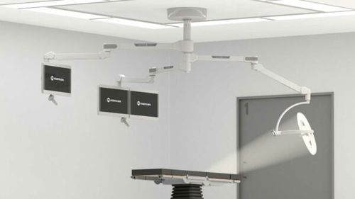 Surgical support arm - TRIO - Merivaara - ceiling-mounted