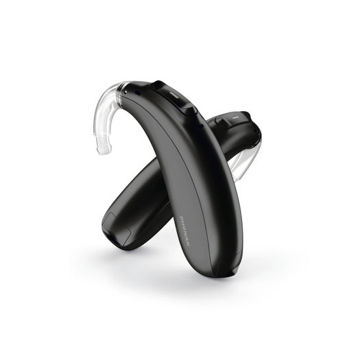 BTE hearing aid - Naída™ Link M - Phonak - bluetooth® / beige / black