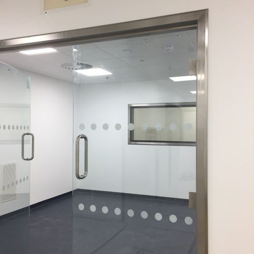 Hospital door - Dortek - laboratory / swing / stainless steel