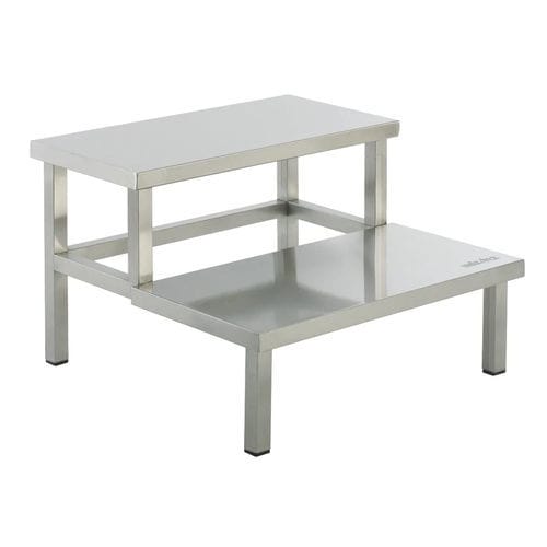 2-step step stool - MEB 4051 - MIXTA - stainless steel / surgical