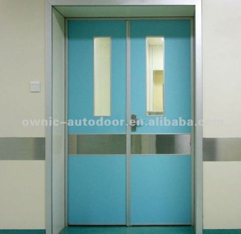 Hospital door - PSM-3-3 - OWNIC - swing / aluminum / with glass panel