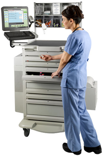 Trolley-mounted anesthesia workstation - OMNICELL - with respiratory ...