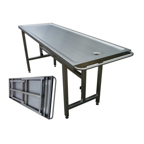 Stainless steel embalming table - MSGP - Mortuary Solutions - folding