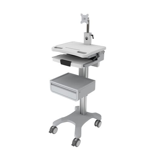 Computer cart with drawer - BA-003T - Rollsys - height-adjustable