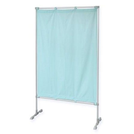 1-panel hospital screen - Mikirad - on casters / with curtain