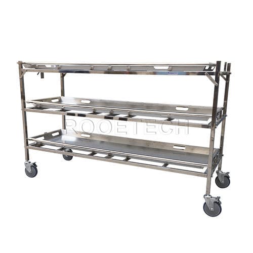 Body tray storage rack - GA503 - Rooe Medical - on casters / stainless ...