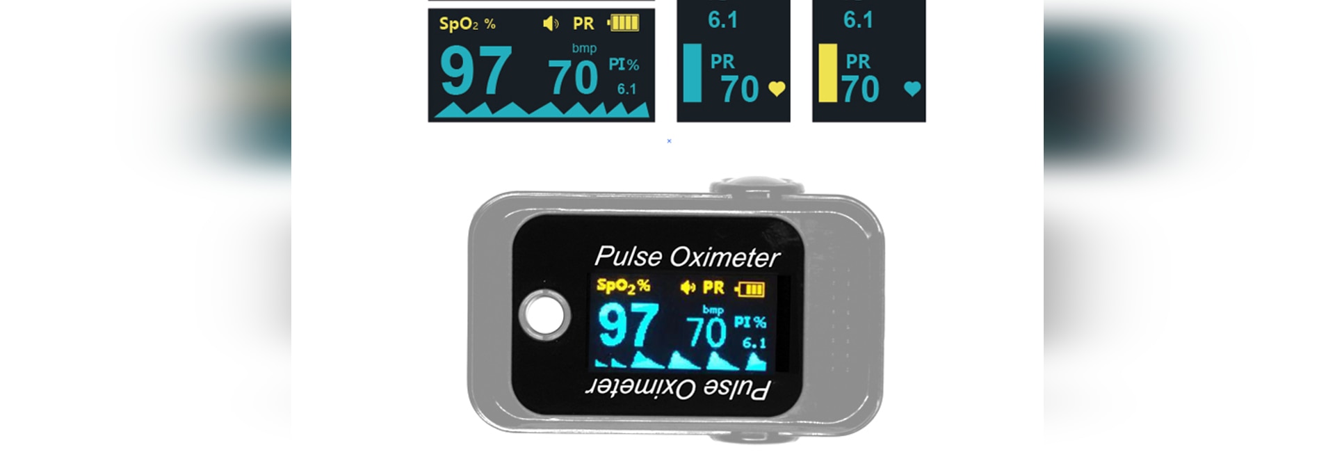 Spo2 , pulse rate and PI monitored by four-way finger pulse oximeter ...