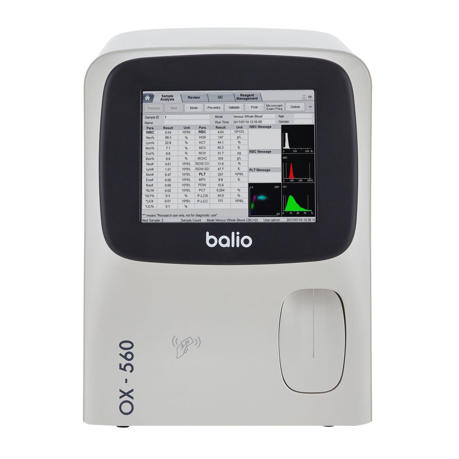 病院用血液分析装置 - OX-560 - Balio Diagnostics - 自動 / コンパクト / 卓上