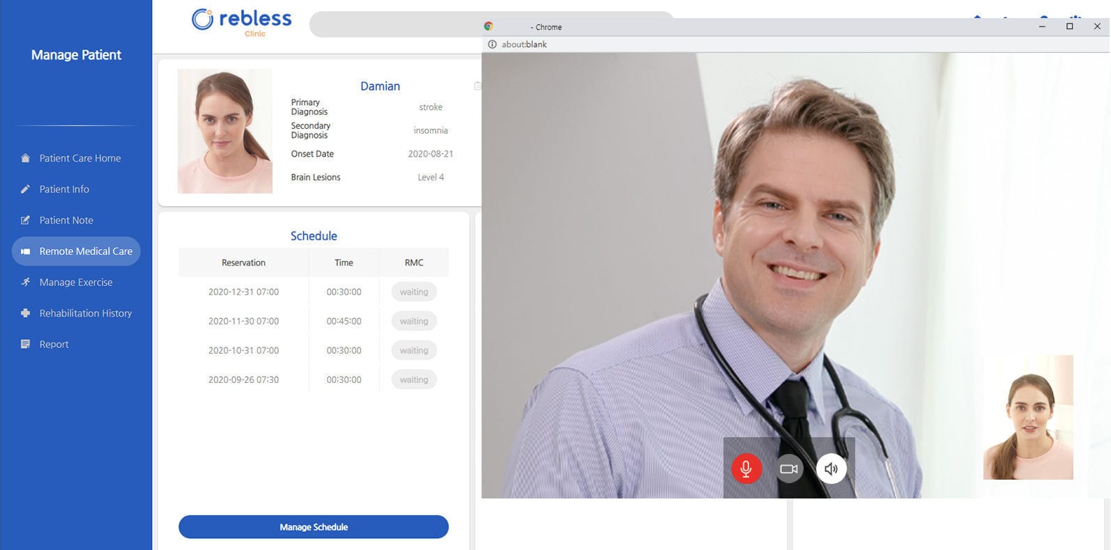 コミュニケーション用ウェブアプリケーション - rebless clinic - H Robotics - リポーティング用 / 処理 ...