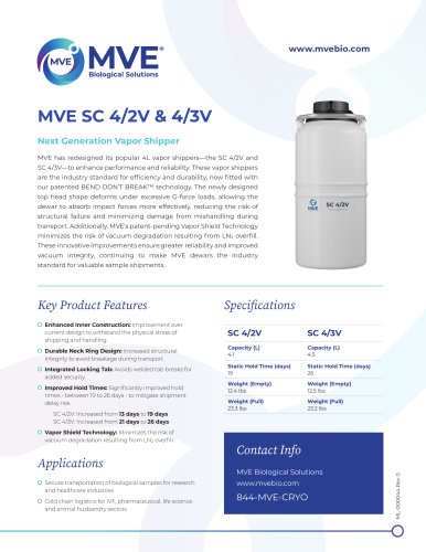 MVE Biological Solutionsのすべてのカタログと技術パンフレット