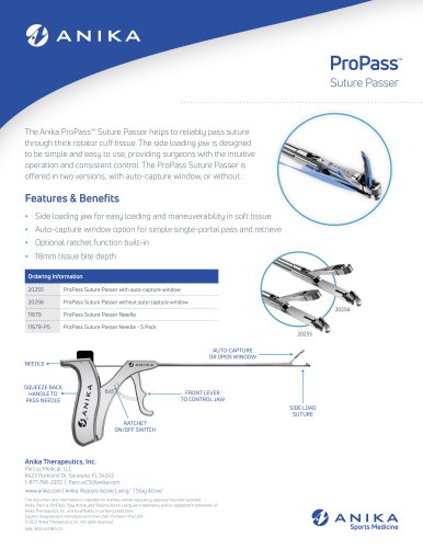 Todos os catálogos e folhetos técnicos Anika Therapeutics