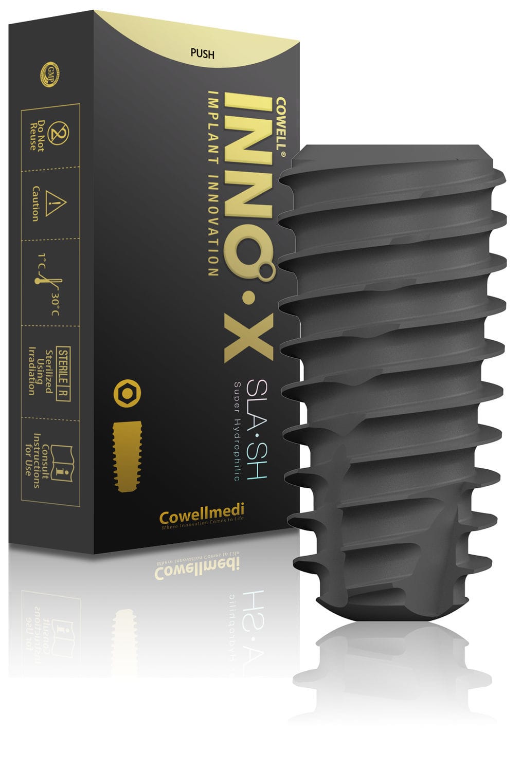 Implante dentário cilíndrico - INNO X - Cowellmedi - em titânio / reto