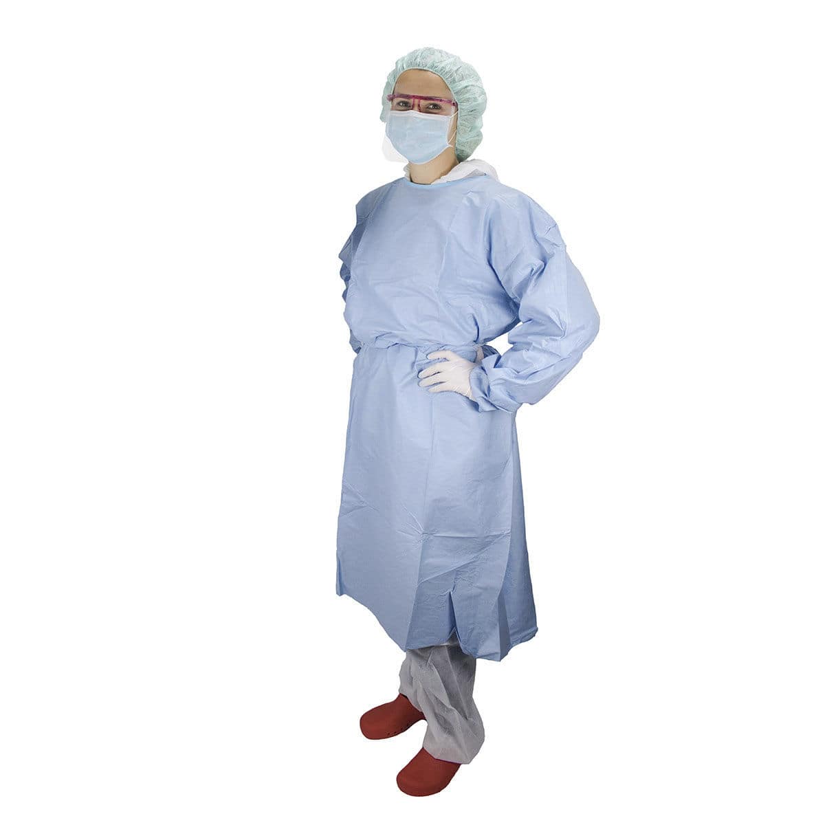 Capote cirúrgico unissexo - 09437 - Clinipak - em não tecido / azul