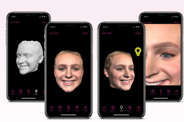 Aplicativo para iOS de modelização facial - FaceApp - Bellus3D - de ...