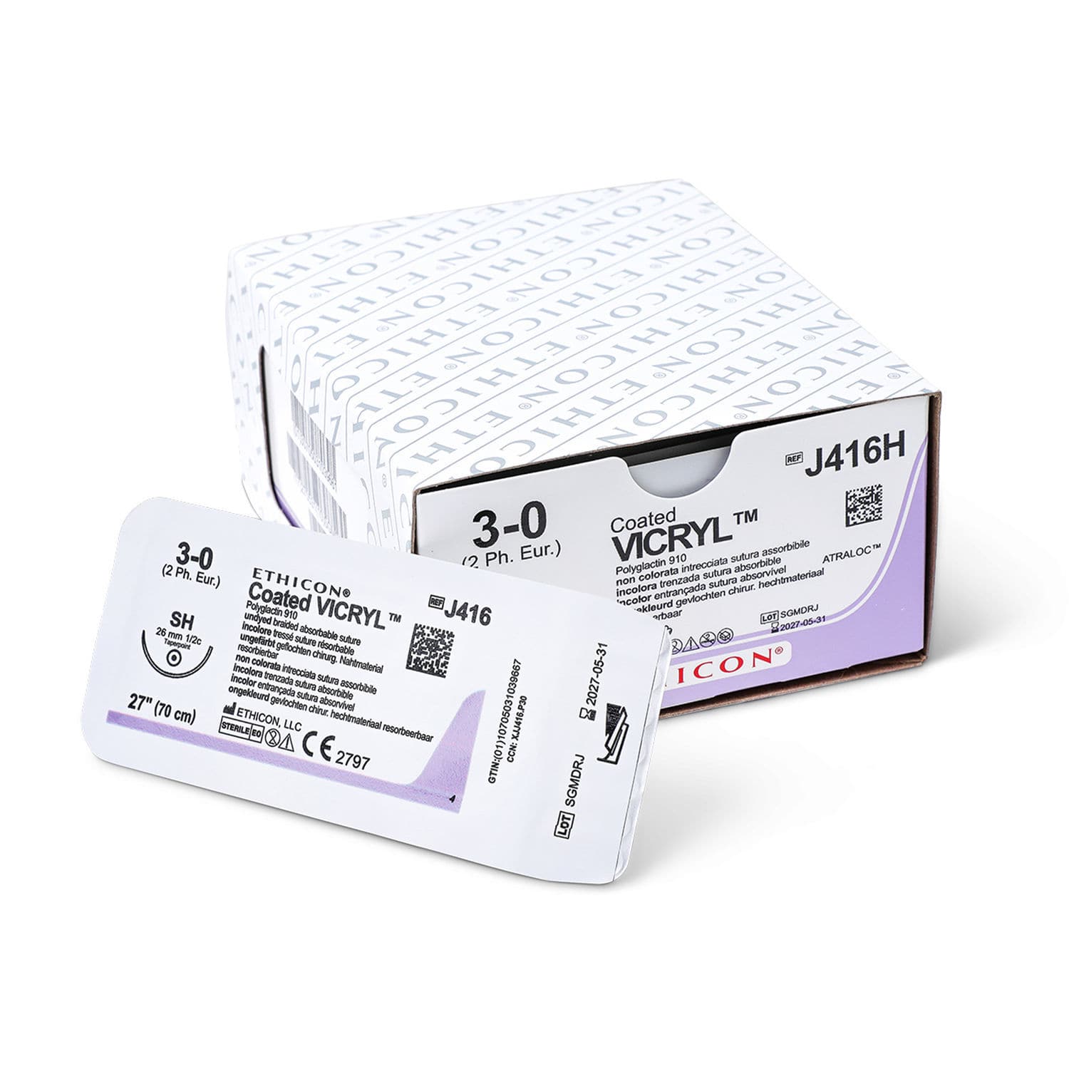Fio de sutura absorvível - VICRYL™ - Ethicon - 10-0 / 9-0 / 8-0